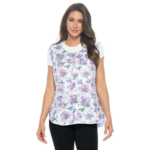 Casual Nights Women's Snap Front Smock Cobbler Woven Scrub Apron with ...