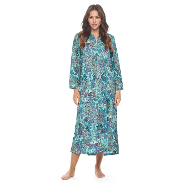 Casual Nights Women's Zip-Front Lounger Robe Long Duster Housecoat with ...