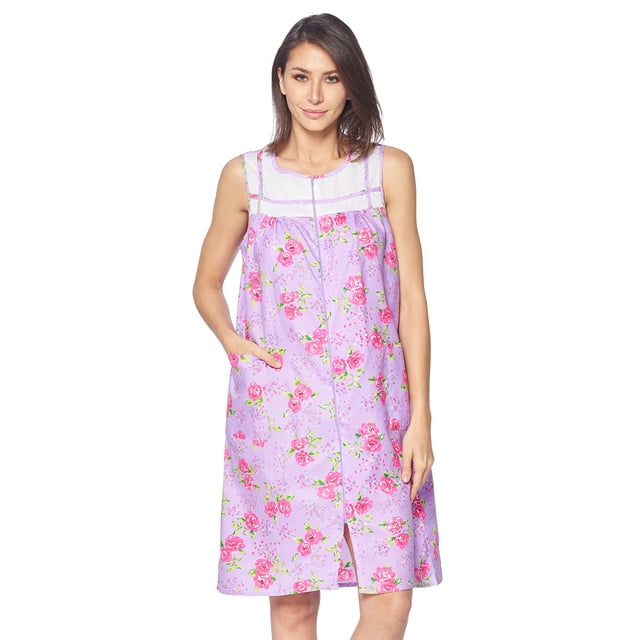 Casual Nights Women's Cotton Polyester Summer Housecoat with Pockets ...