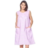 Casual Nights Women's Zipper Front House Dress Sleeveless Seersucker ...