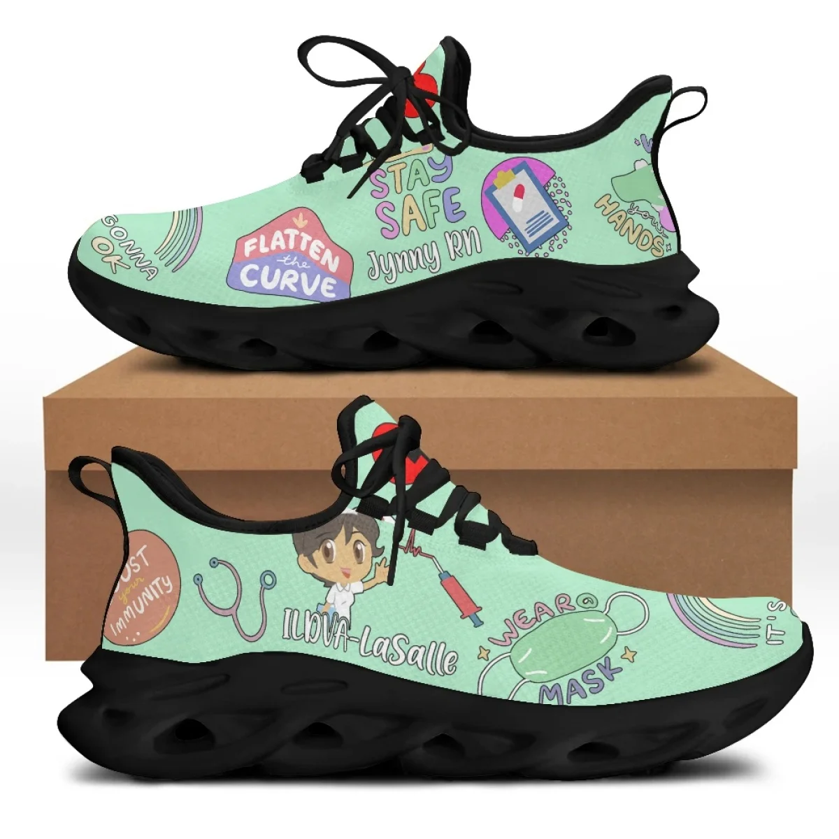 Casual Nurse Shoes Woman Catoon Medical Design Funny Fairy Girl Mesh ...