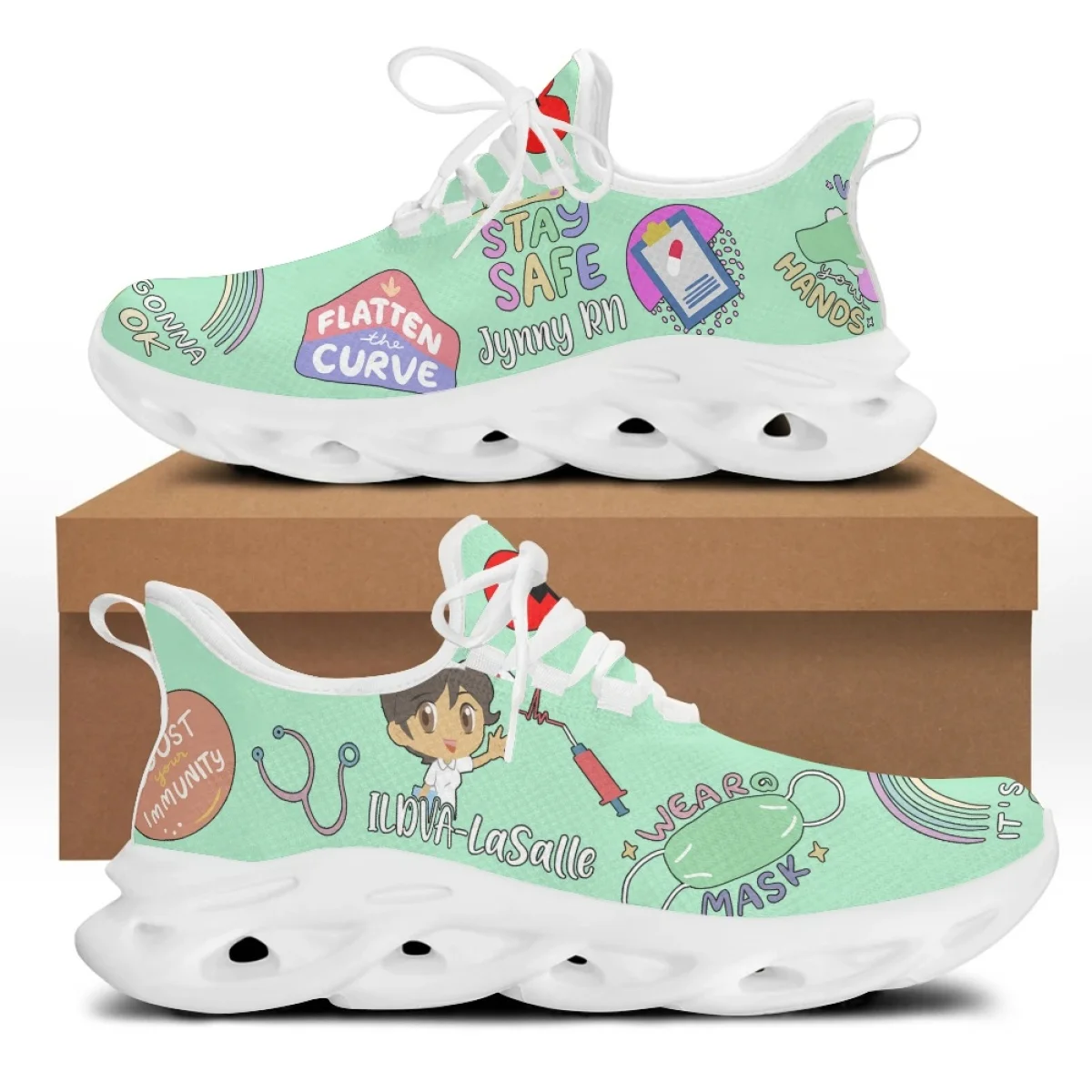 Casual Nurse Shoes Woman Catoon Medical Design Funny Fairy Girl Mesh ...
