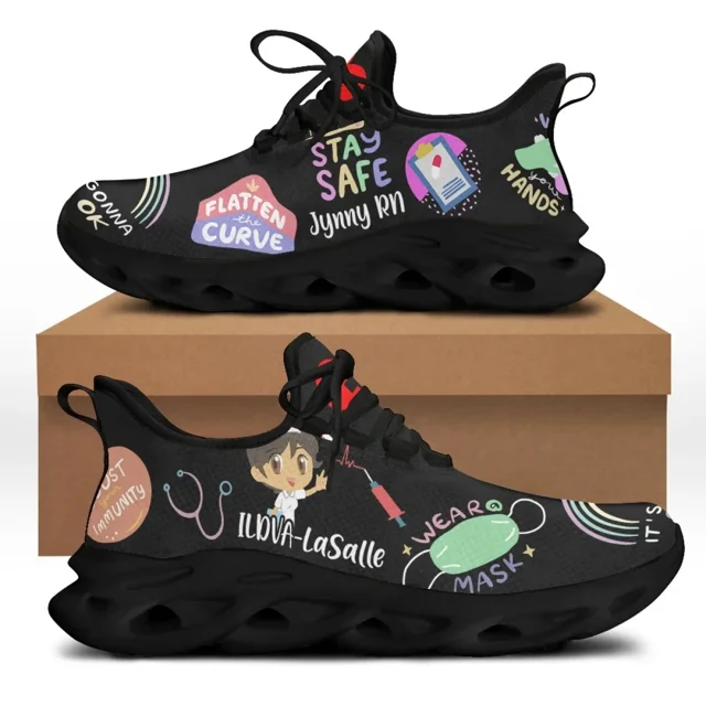 Casual Nurse Shoes Woman Catoon Medical Design Funny Fairy Girl Mesh ...