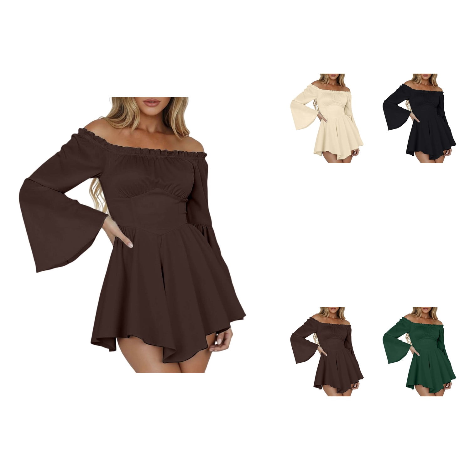 Casual Off Shoulder Dress With Flounce Hem, Women’s 2026 Spring Summer ...