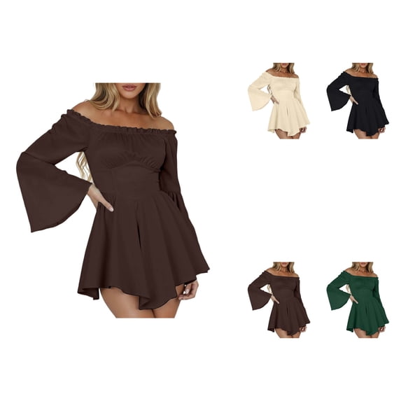 Casual Off Shoulder Dress With Flounce Hem, Women’s 2026 Spring Summer ...
