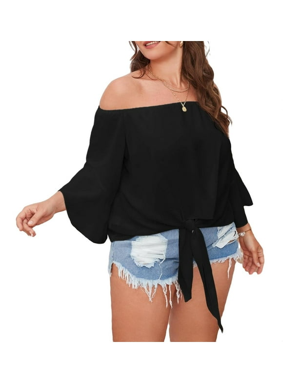 Plus Size Off the Shoulder Tops