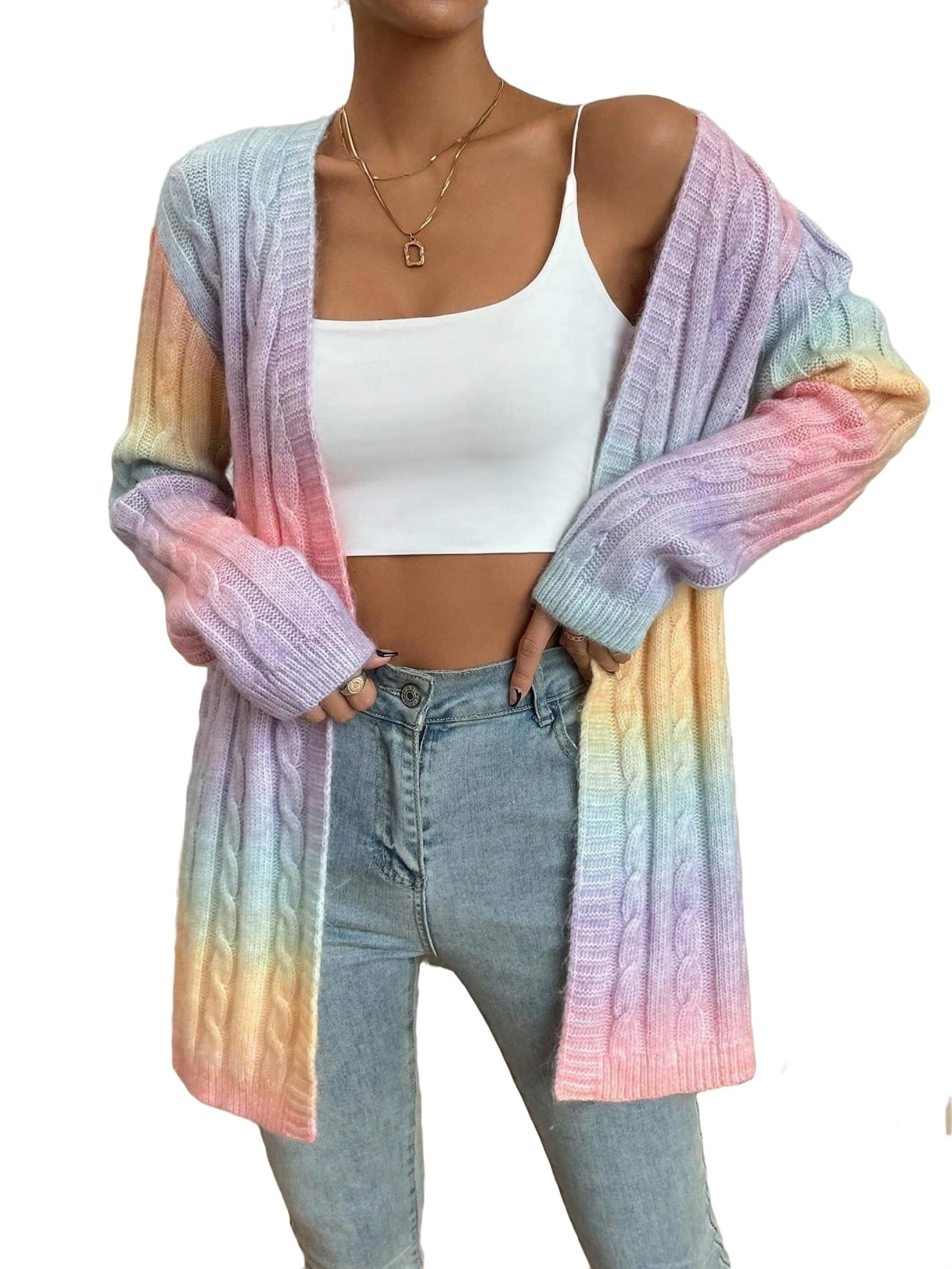 Casual Ombre Long Sleeve Multicolor Women Cardigans (Women's) - Walmart.com