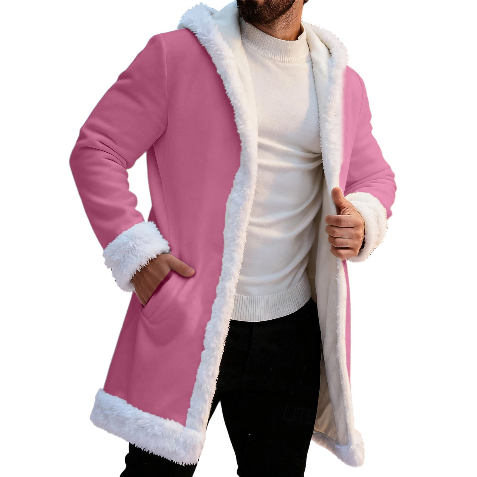 Casual Outerwear Santa Coat Men Christmas Lined Winter Jackets Fleece ...