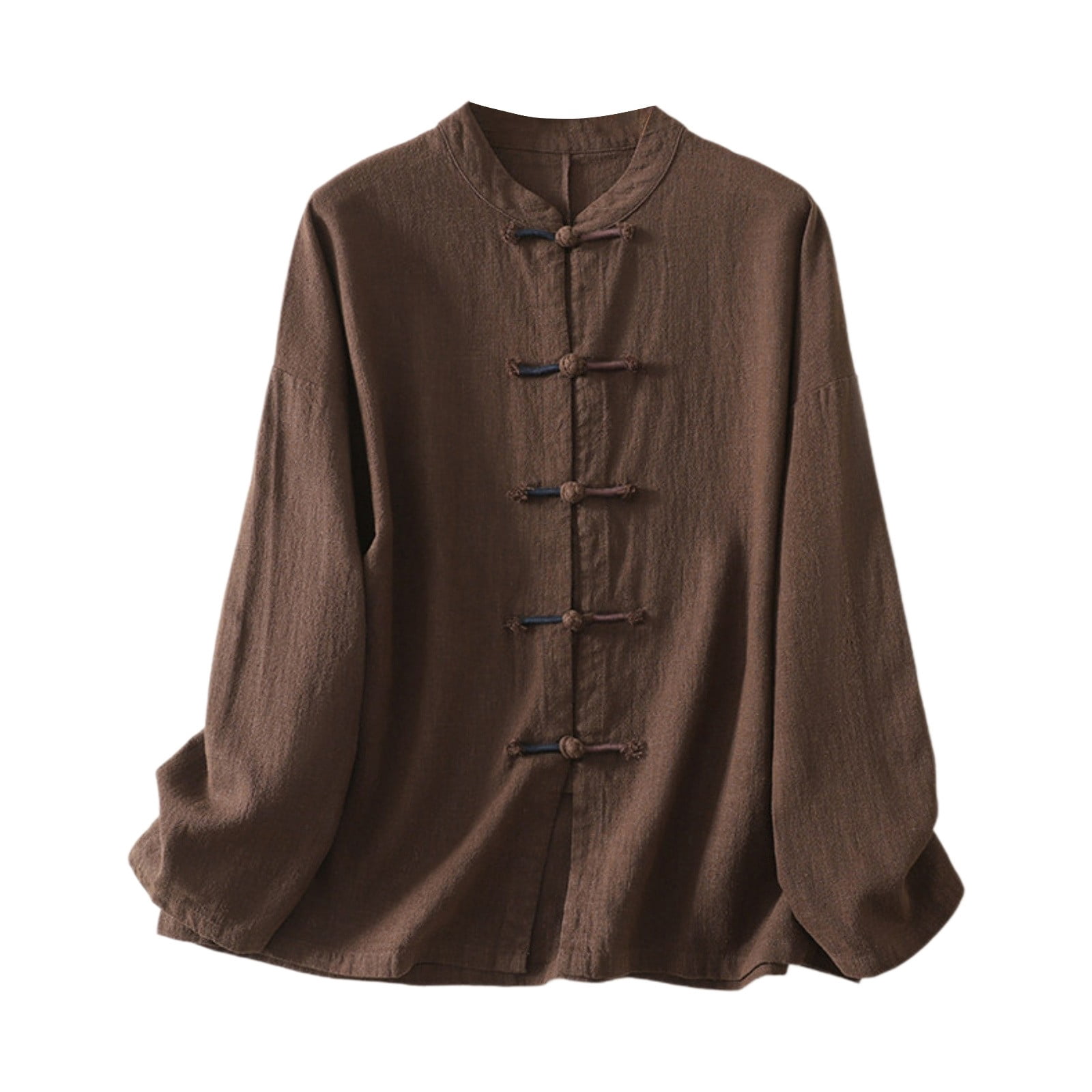 Casual Outfits for Women Stand Collar Buckle Cardigan Shirt Zen Tea ...
