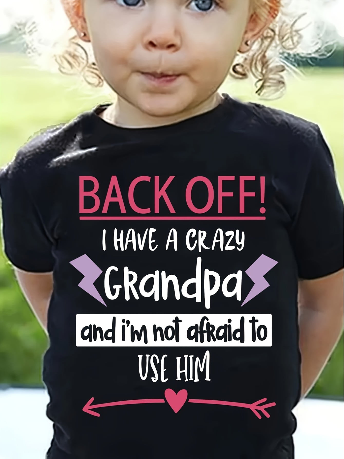 Casual Outings] Playful Pink Girls' Slogan T-Shirt - "I Have a Crazy ...