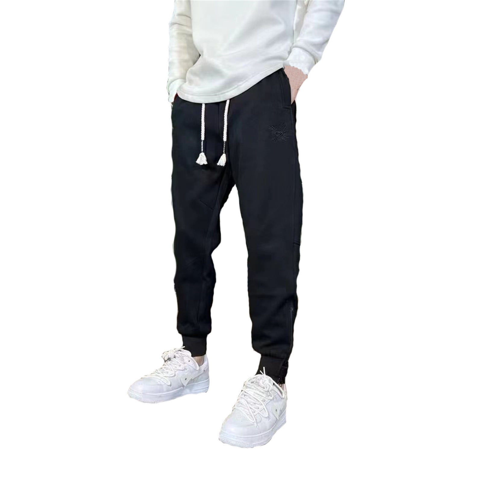 Casual Pants Men 2025 Male Embroidered Label Sports Drawstring Casual ...