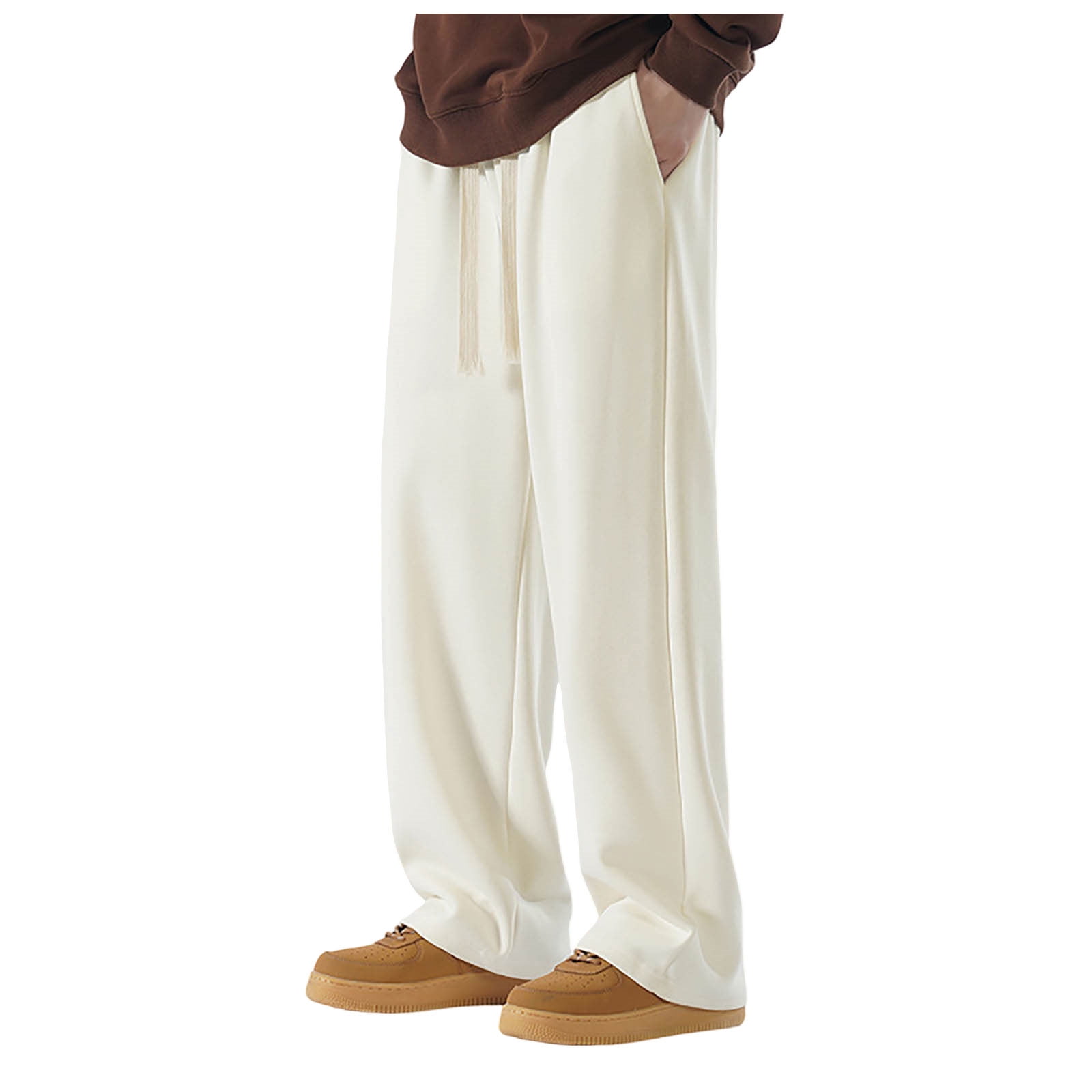 Casual Pants Men Male Solid Color Loose Sag Straight Leg Wide Leg Pants ...