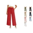 Casual Pants Pure Color Blend Comfortable Elastic Waist Loose Fit ...