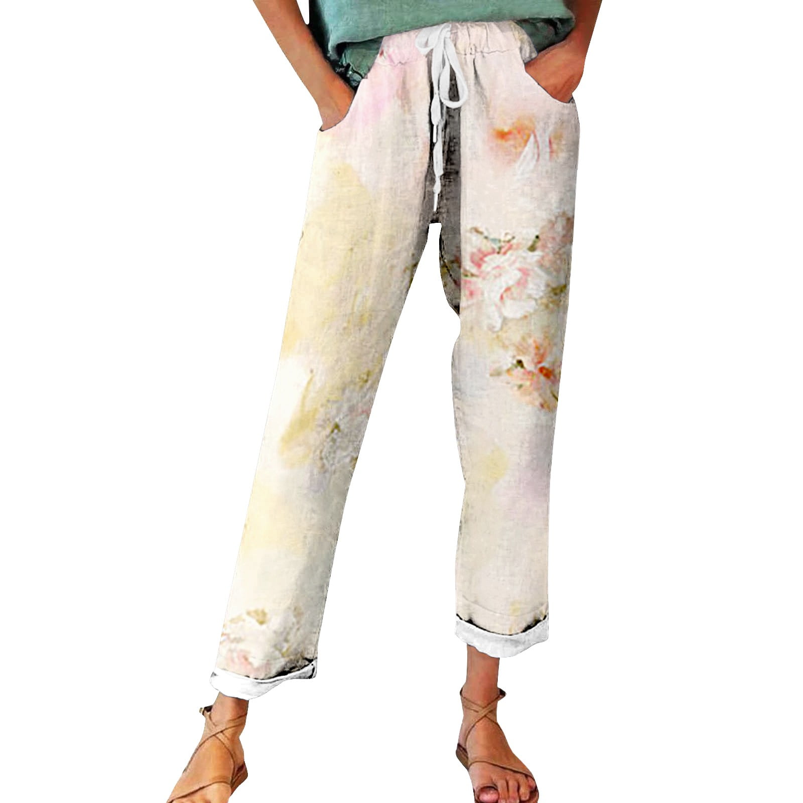 Casual Pants for Women 2025 Trendy Women's Autumn Fragrant Linen Linen ...