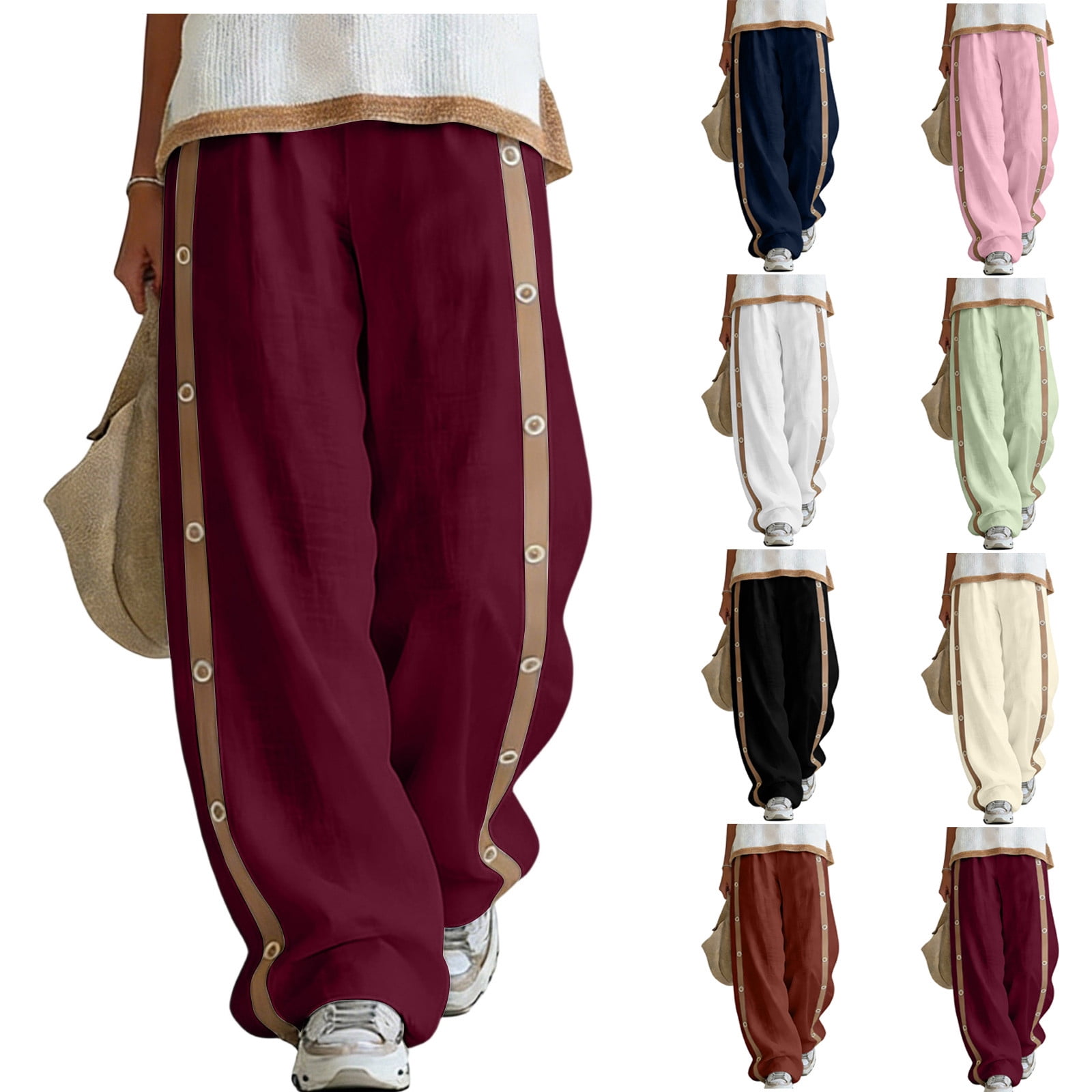 Casual Pants for Women Ihhxva Elastic Waist Solid Color Adjustable ...
