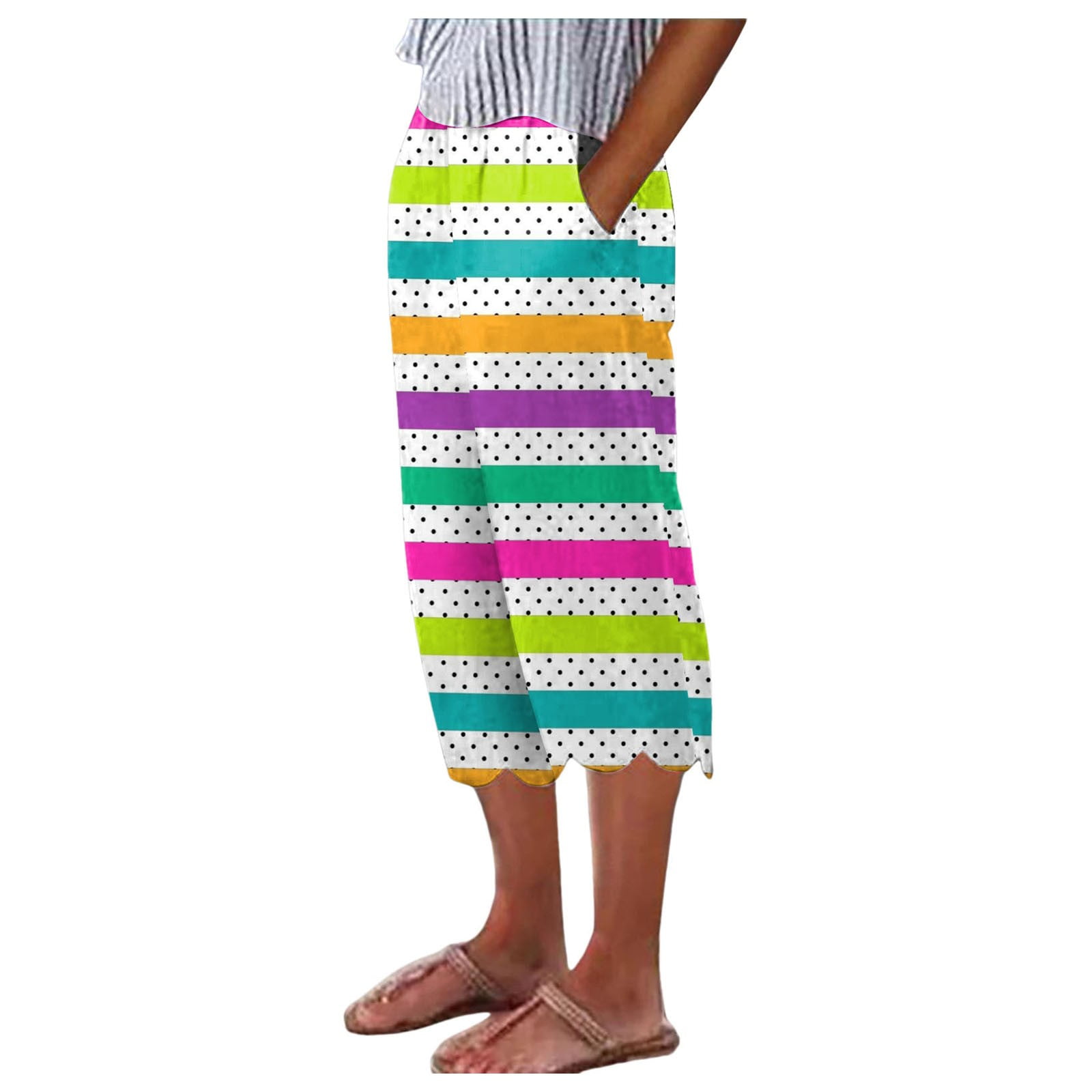 Casual Pants for Women Summer Pant Capri Straight Leg Floral Printed ...