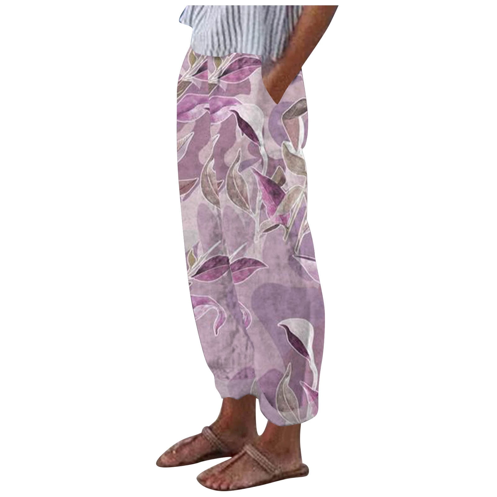 Casual Pants for Women Summer Pant Fashion Floral Printed Elastic ...