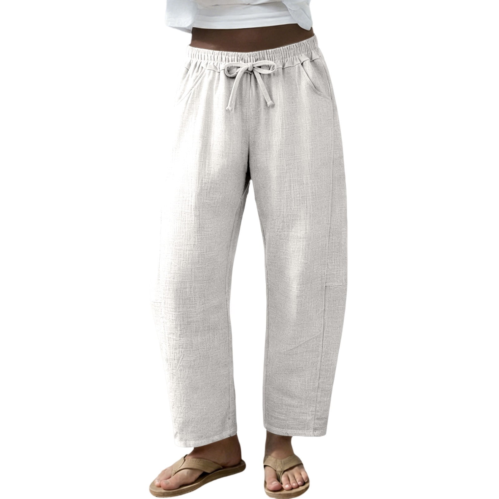 Casual Pants for Women 2026 Summer Barrel Sweat Baggy Barrel Wide Leg ...