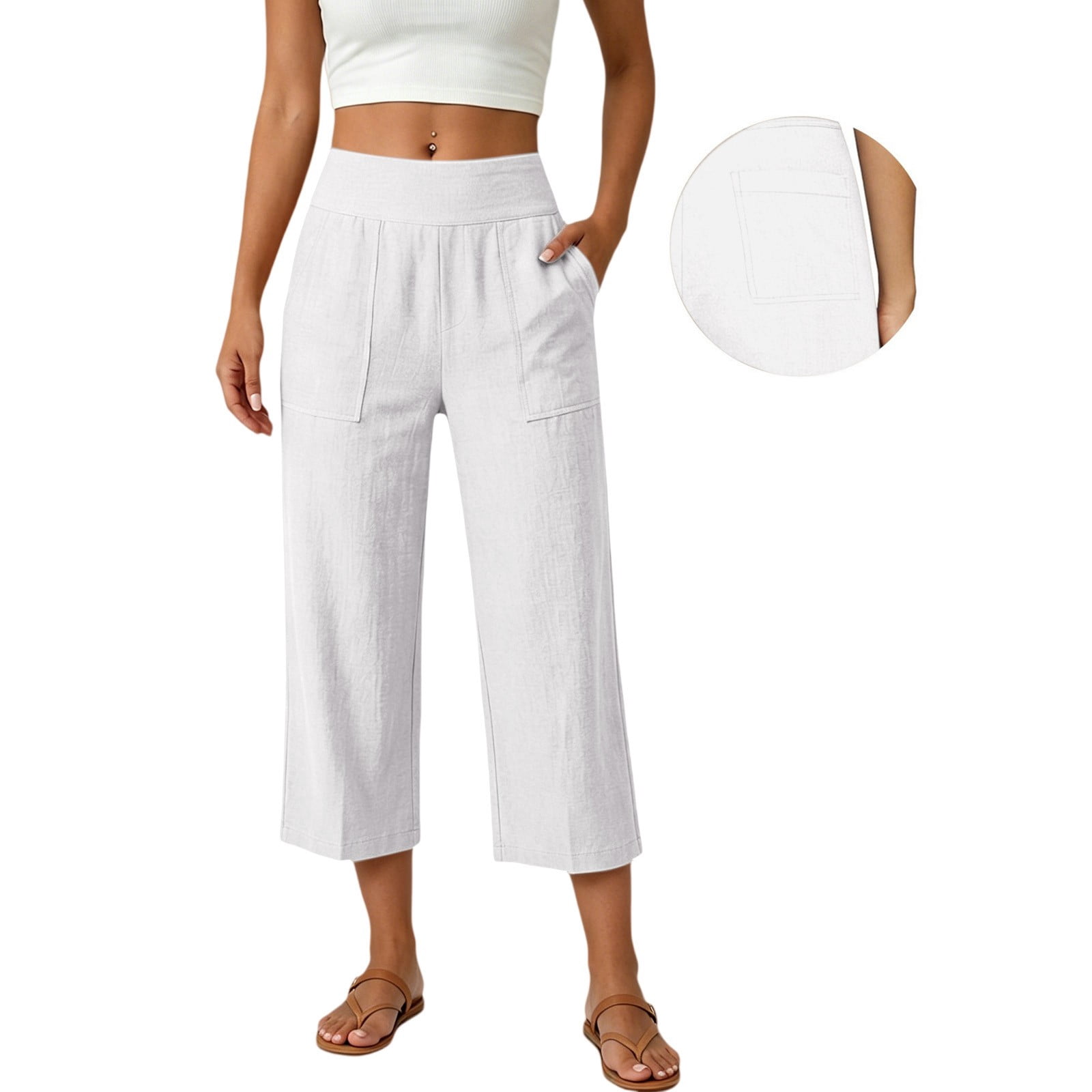Casual Pants for Women 2026 Summer Fashionable and Solid Color Cotton ...