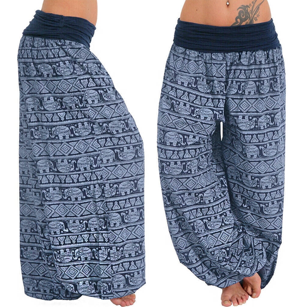 Casual Pants for Women Digital Printed Wide Leg Loose Trousers Slacks ...