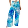 Casual Pants for Women Drawstring Loose High Waisted Retro Printed Wide ...