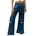 Casual Pants for Women Elastic Waist Fashion Line Loose Wide Leg ...