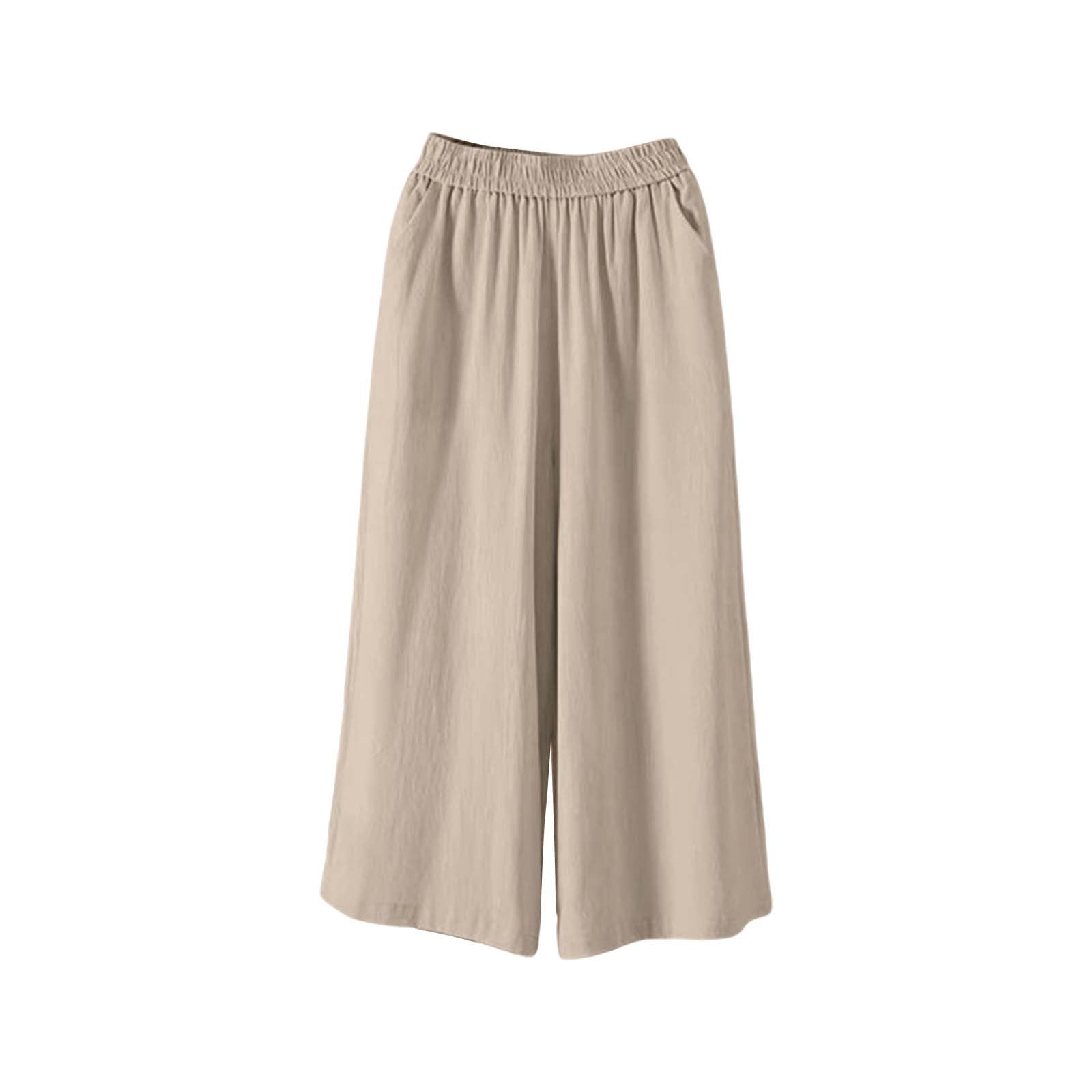 Casual Pants for Women Elastic Waist Plain Color Large Size Loose Wide ...