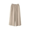 Casual Pants for Women Elastic Waist Plain Color Large Size Loose Wide ...