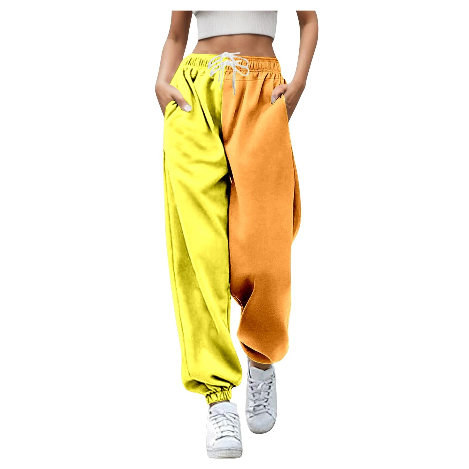 Casual Pants for Women Fashion Matching Color Leg Girdle Pants Sports ...