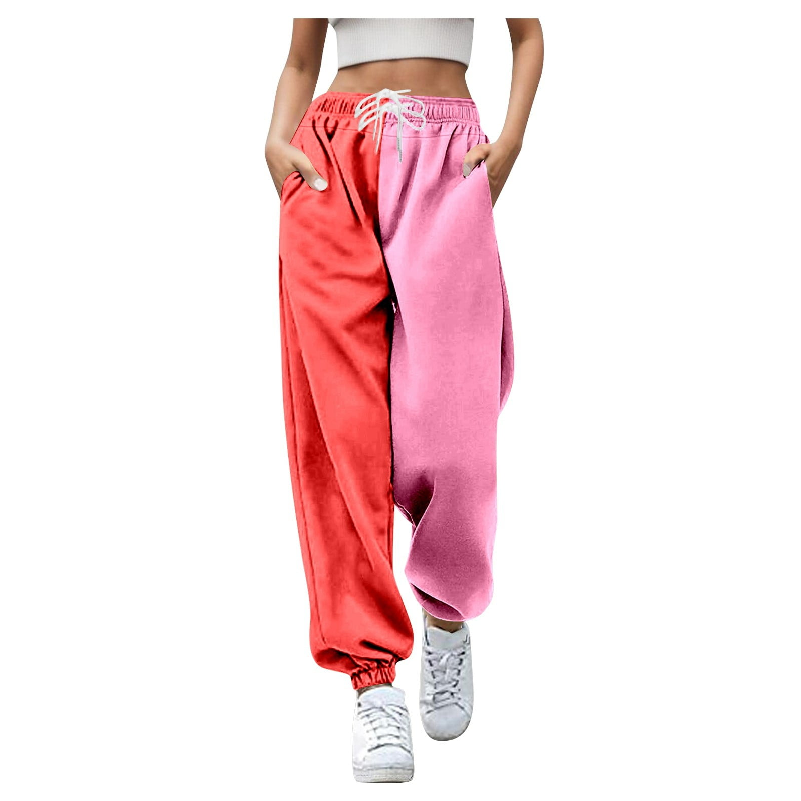 Casual Pants for Women Fashion Matching Color Leg Girdle Pants Sports ...