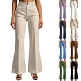 Casual Pants for Women Ihhxva Elastic Waist Flare with Pockets Wide Leg ...