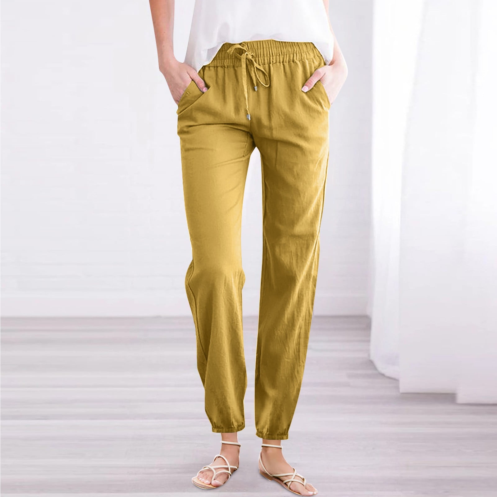 Casual Pants For Women Plus Size Drawstring Loose Fit Mid Expandable