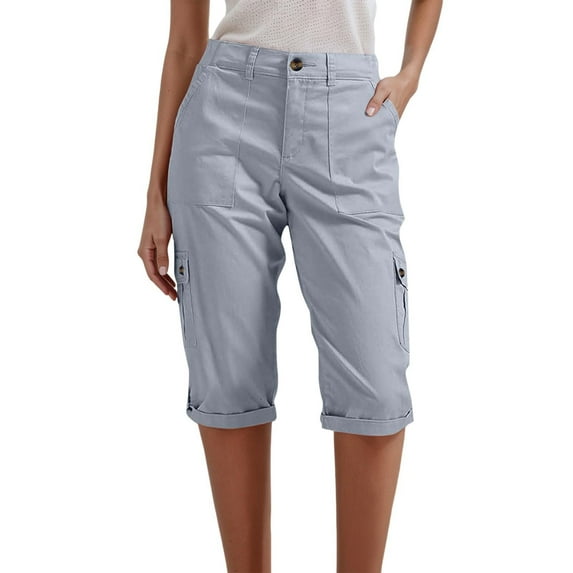 Casual Pants for Women Summer Solid Color Multi Pocket Casual Cargo ...