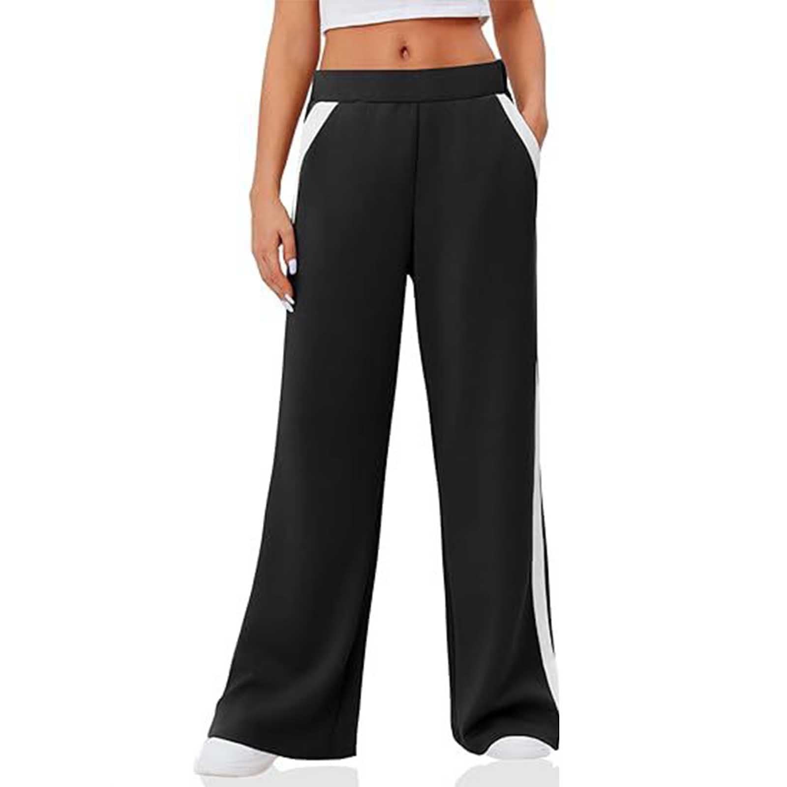 Casual Pants for Women Wide Leg Yoga Loose Fit Workout with Pockets ...