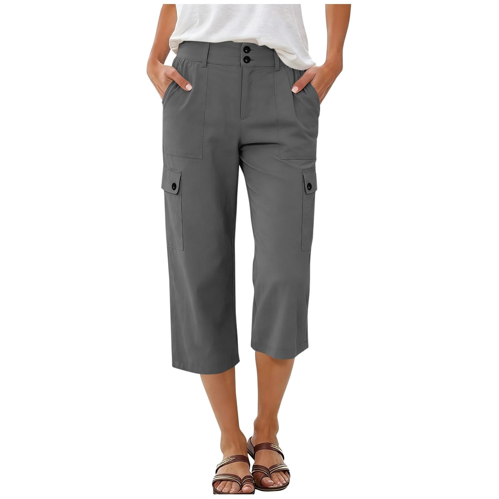 Casual Pants for Women Women's Cargo Pant Multi Pocket Semi Waisted ...