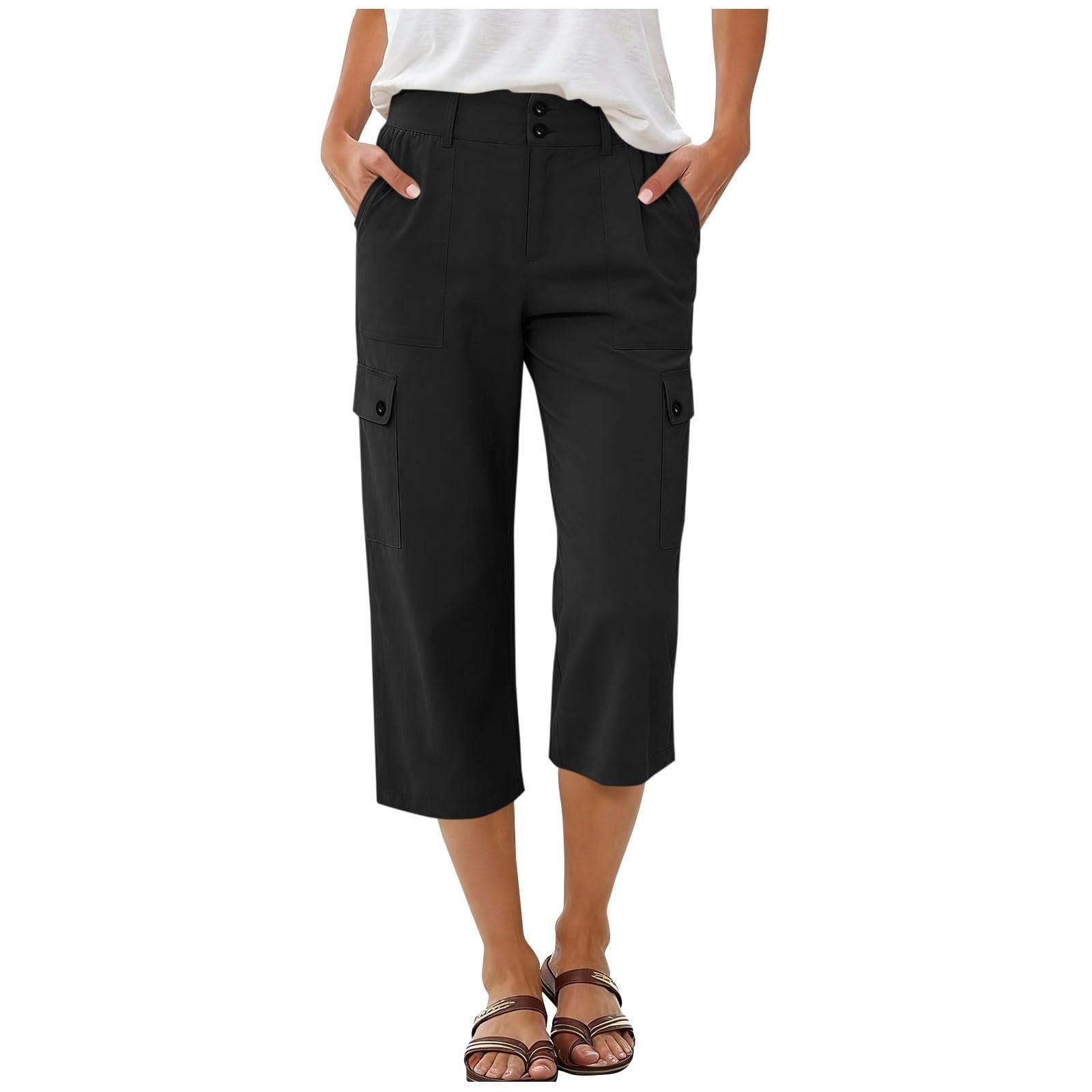Casual Pants for Women Women's Cargo Pant Multi Pocket Semi Waisted ...