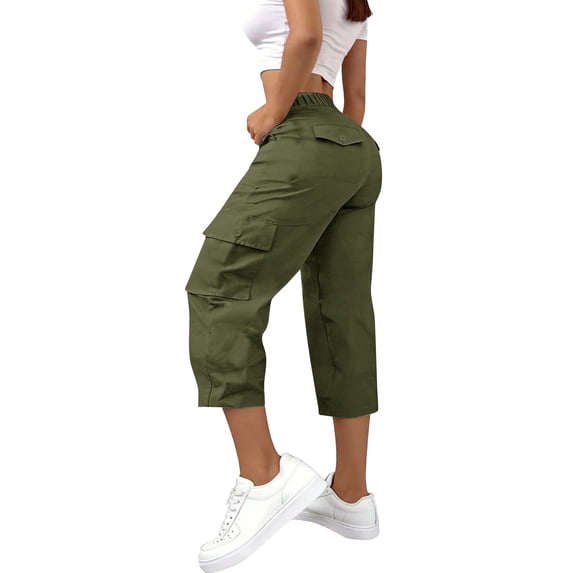Casual Pants for Women Women's Cargo Pants 7/8 Length Multi Pocket ...