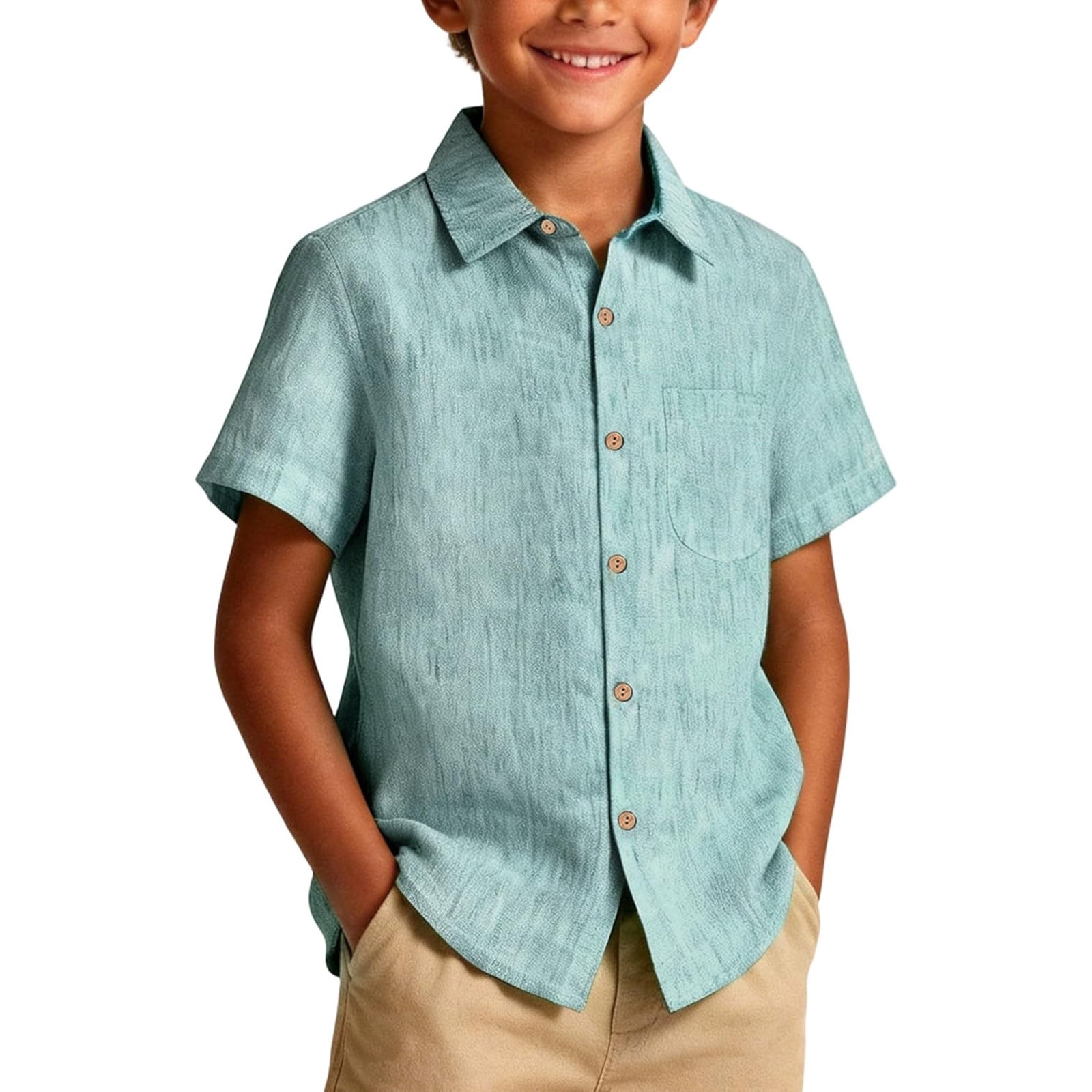 Casual Plaid Button-Down Short Sleeve Shirt for Boys Everyday Summer ...