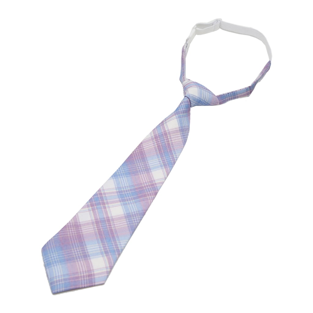 Casual Plaid Necktie for Boy Girl Cute Slim Lazy JK Ties Uniform School ...