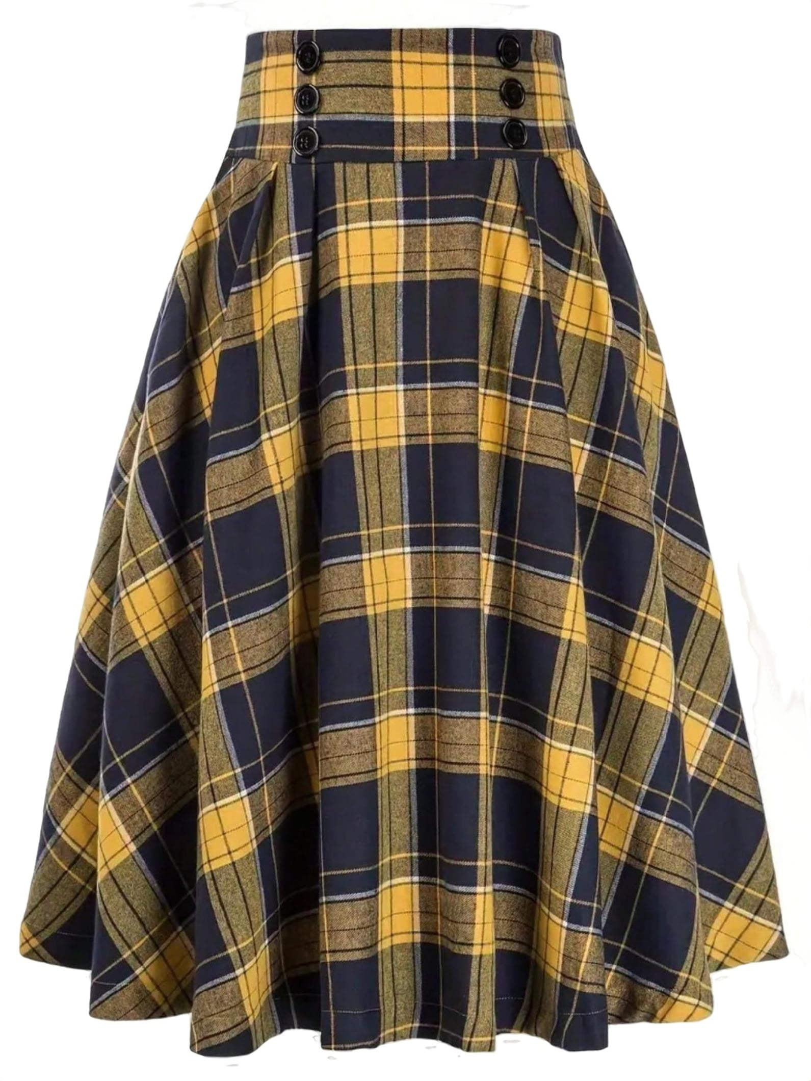 Casual Plaid Print Flared Skirt Multicolor Plus Size Skirts