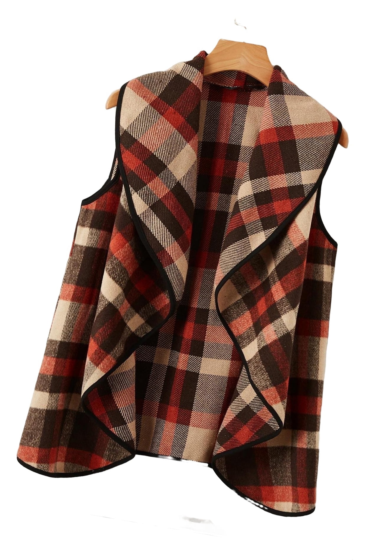 Casual Plaid Waterfall Multicolor, Outerwear Vests, (Women's), Size 3XL ...