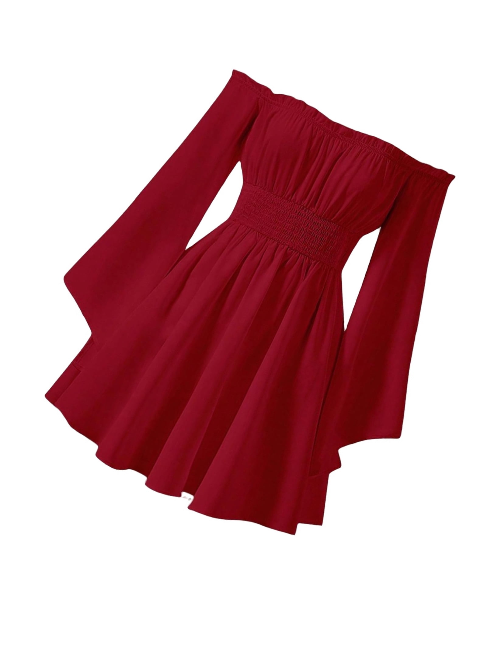 Casual Plain A Line Dress Off the Shoulder Red Women Dresses - Walmart.com