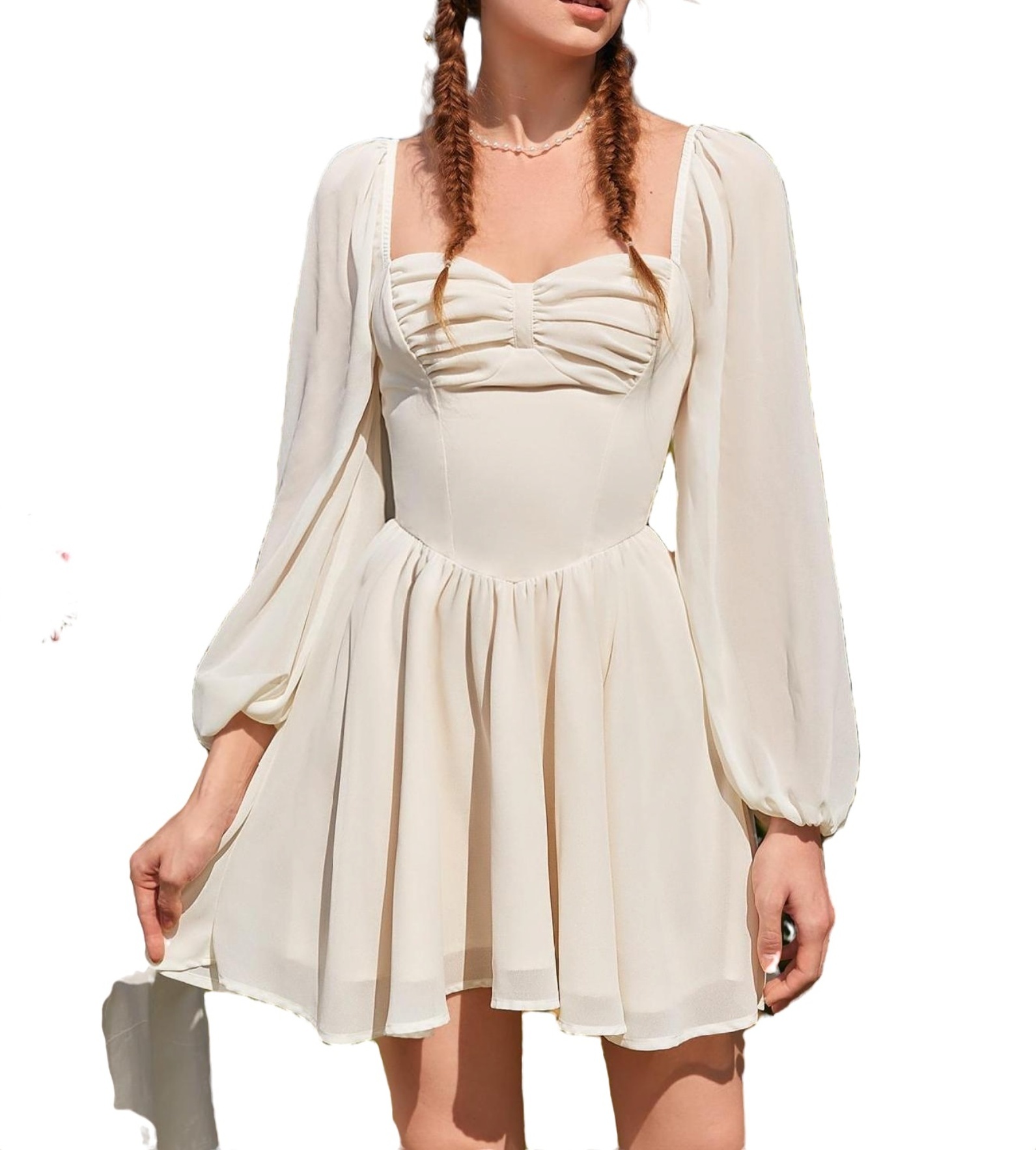 Casual Plain A Line Dress Sweetheart Neck White Women Dresses - Walmart.com