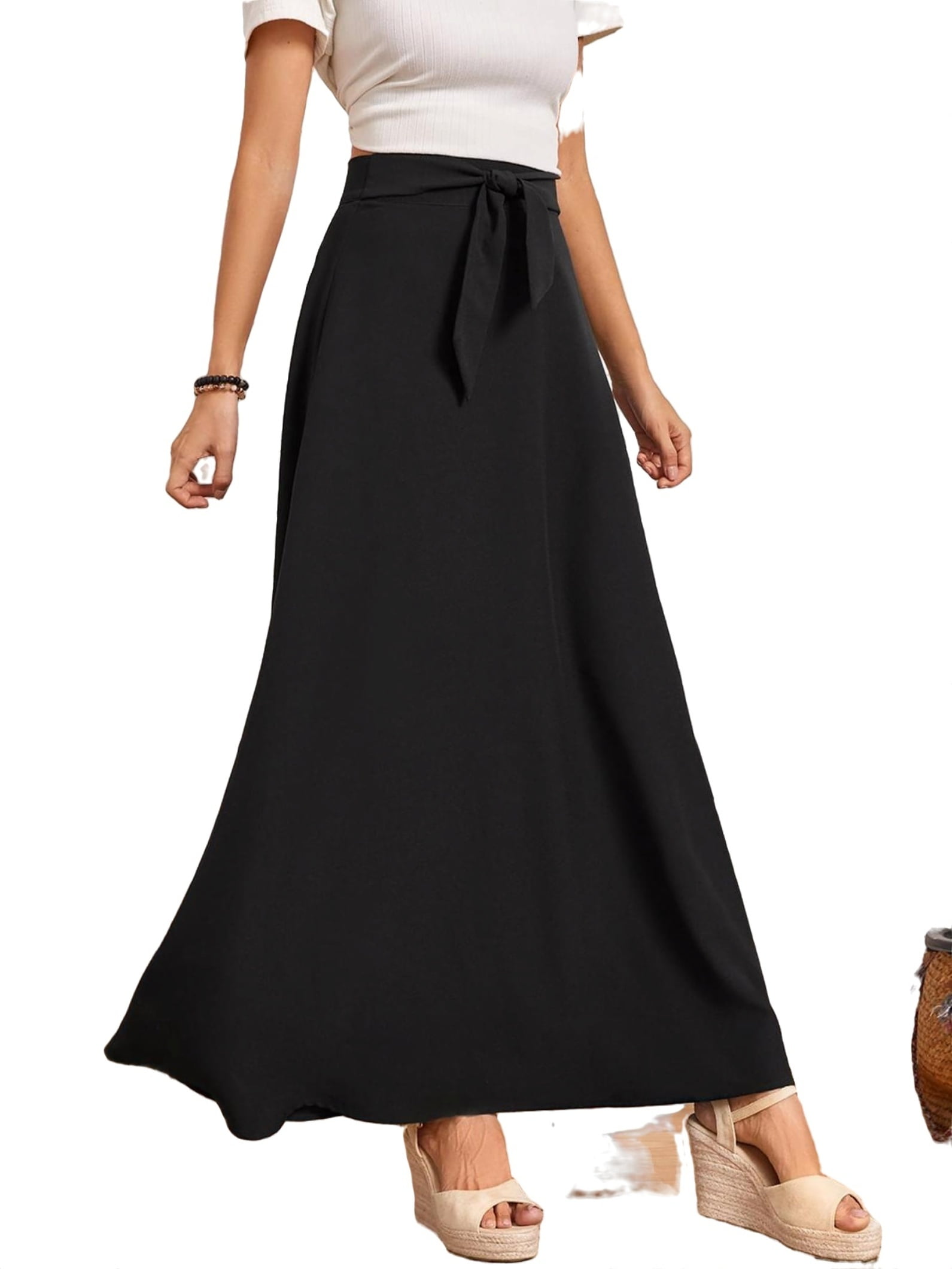 Casual Plain A Line Skirts Black Women Skirts - Walmart.com