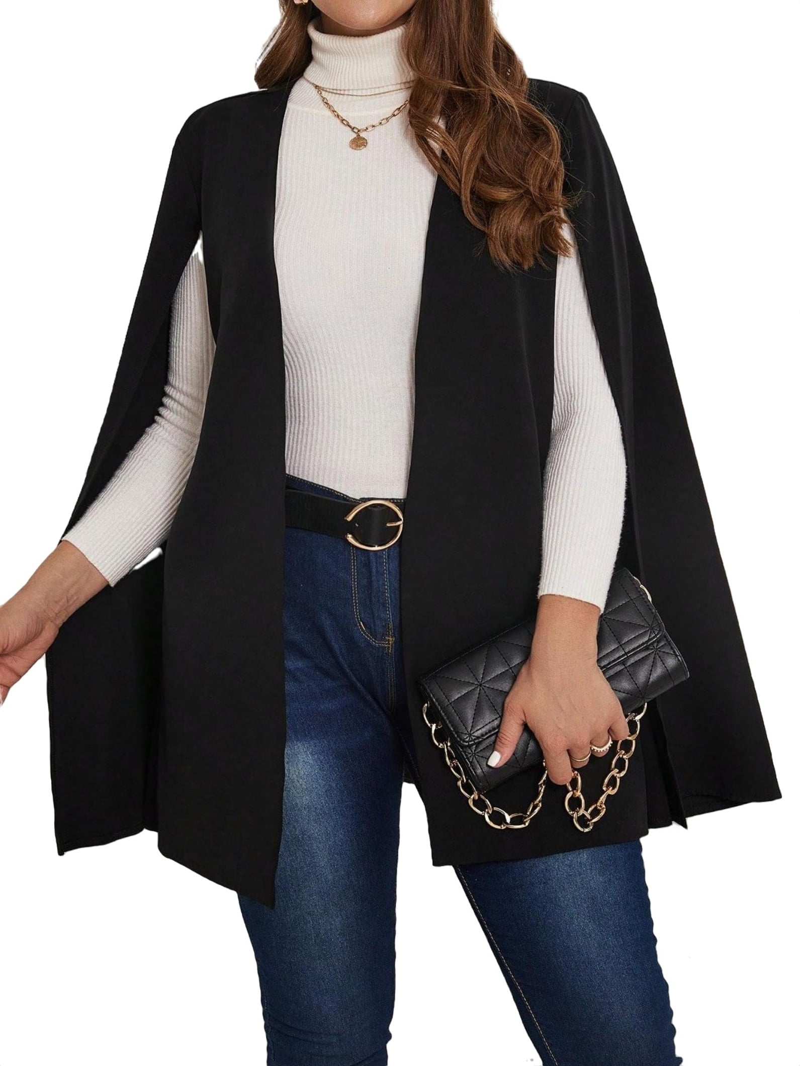 Casual Plain Cape Black Plus Size Blazers (Women's) - Walmart.com