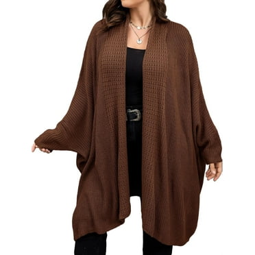 cllios Women Hooded Open Front Cardigan Cable Knit Sweaters Solid Color ...