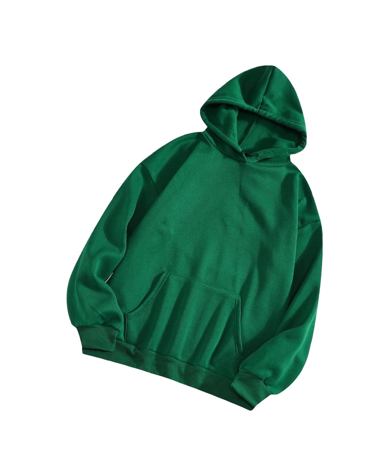 Casual Plain Hooded Pullovers Long Sleeve Green Women Sweatshirts ...