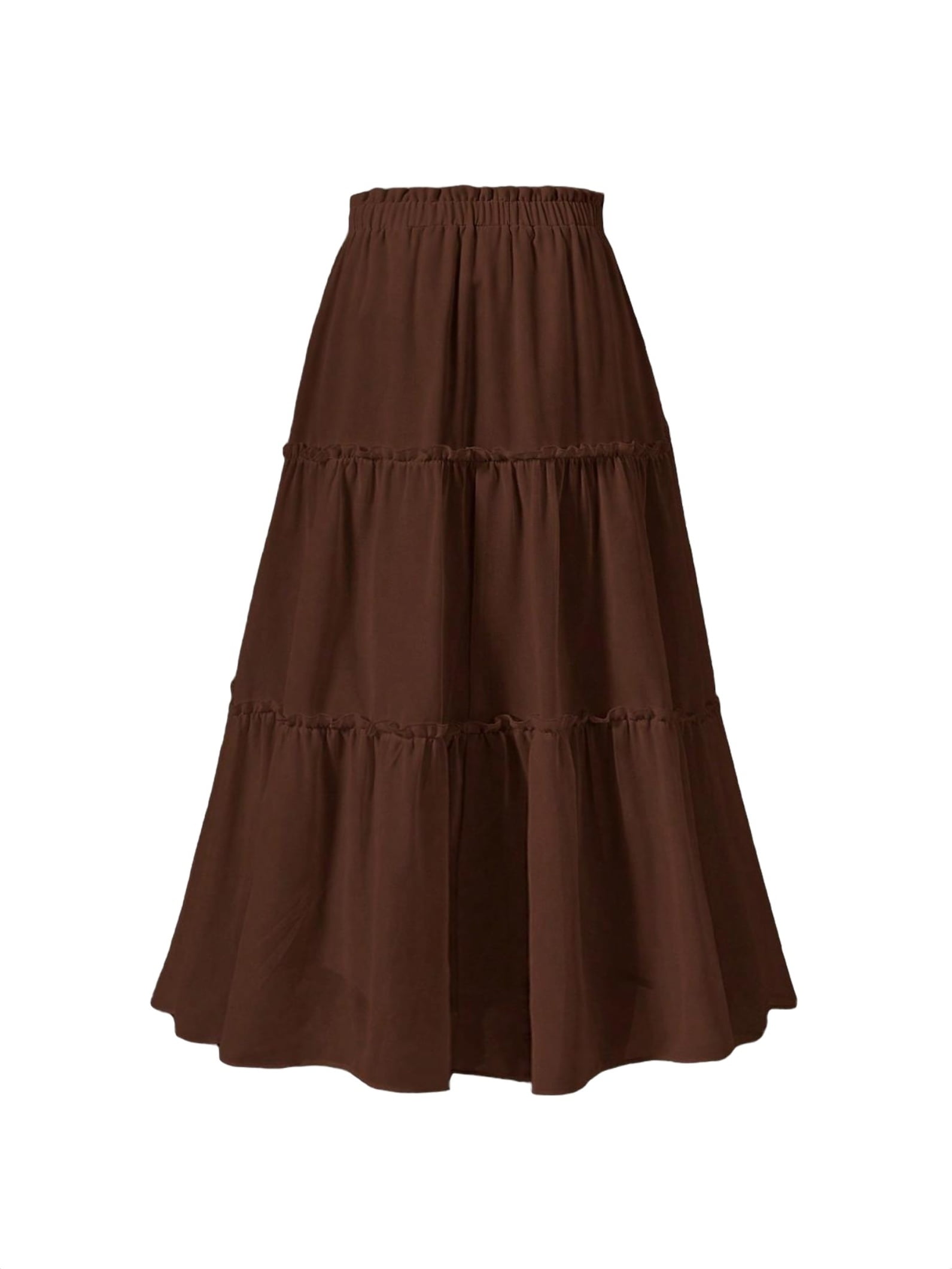 Casual Plain Layered/Tiered Brown Women Skirts - Walmart.com