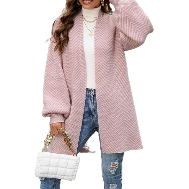 Casual Plain Long Sleeve Dusty Pink Women Cardigans (Women's) - Walmart.com