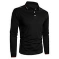 Casual Plain Polo Shirt Black Long Sleeve Men Polo Shirt - Walmart.com